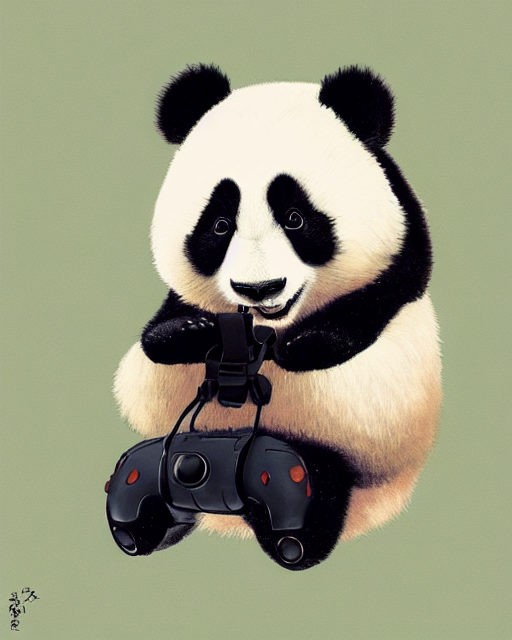 KREA AI - a panda wearing a VR headset. By Makoto Shinkai, S...