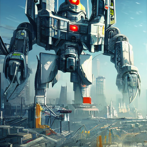 KREA AI - a giant robot building a city, futuristic, highly ...