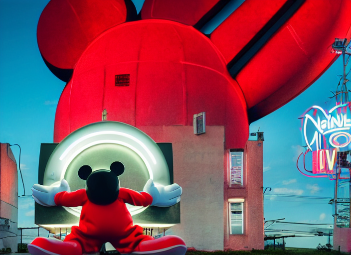 KREA AI - photo of a giant massive large mickey mouse head s...