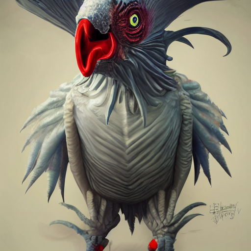 KREA AI - a cockatoo Cthulhu hybrid , made by Stanley Artger...