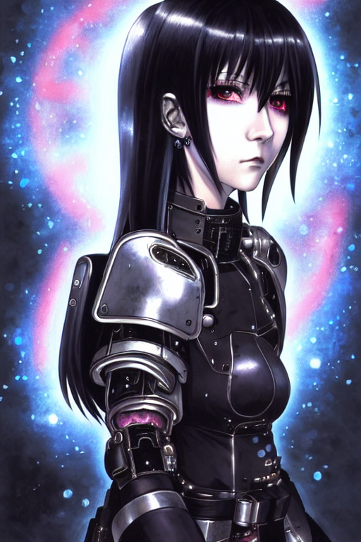 KREA AI - portrait Anime goth cyberpunk cyborg girl in mecha...