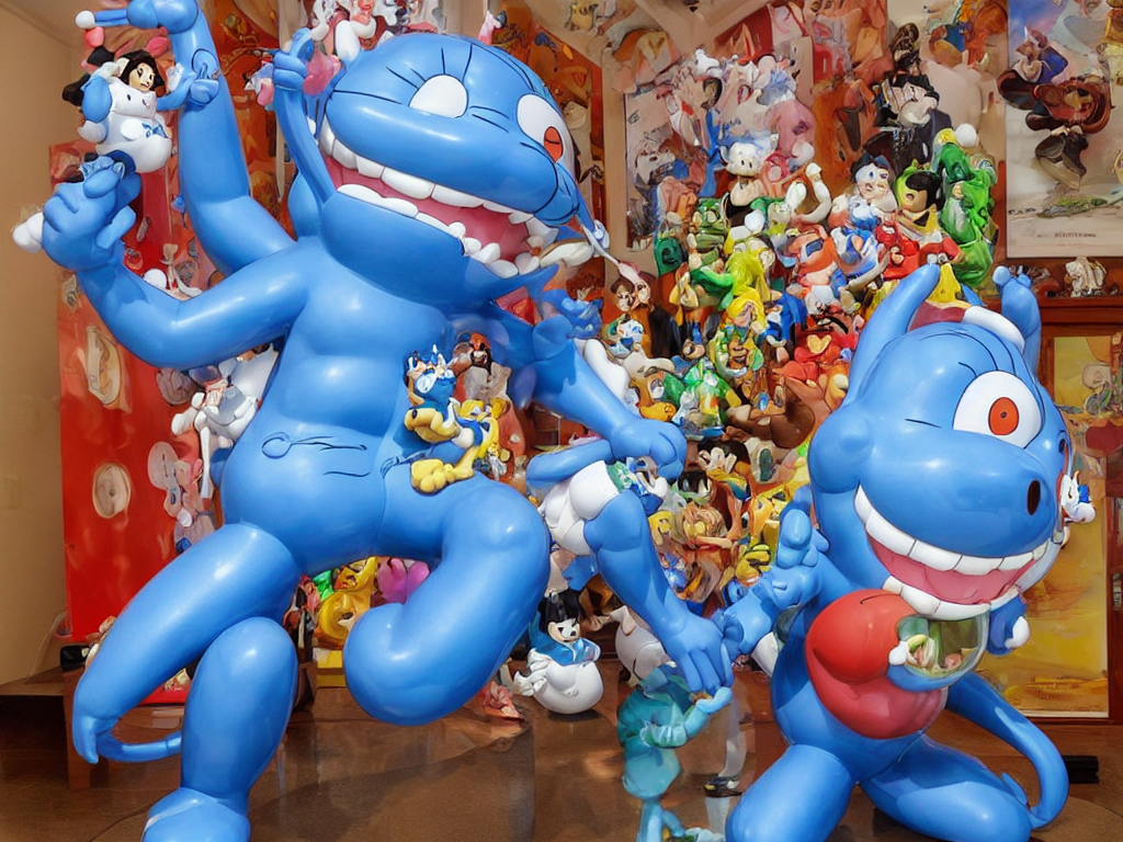 KREA AI - Jeff Koons Doraemon Dorami Street Sharks Fractal D...