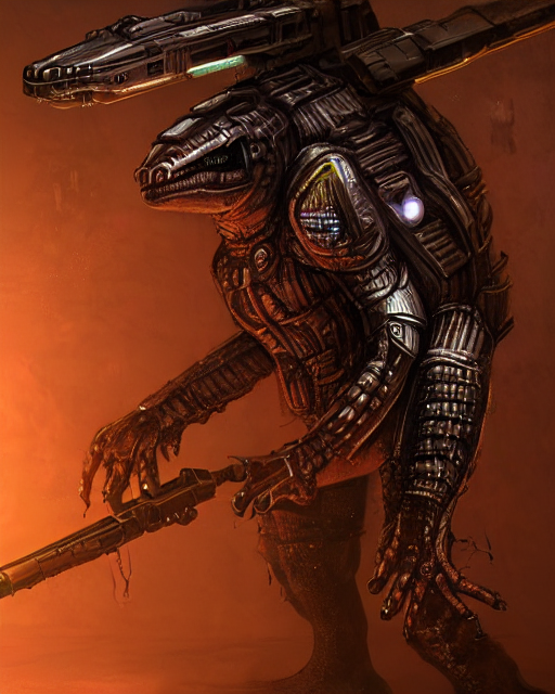KREA AI - Sci-Fi Crocodile alien, armored, big, art by Kashi...