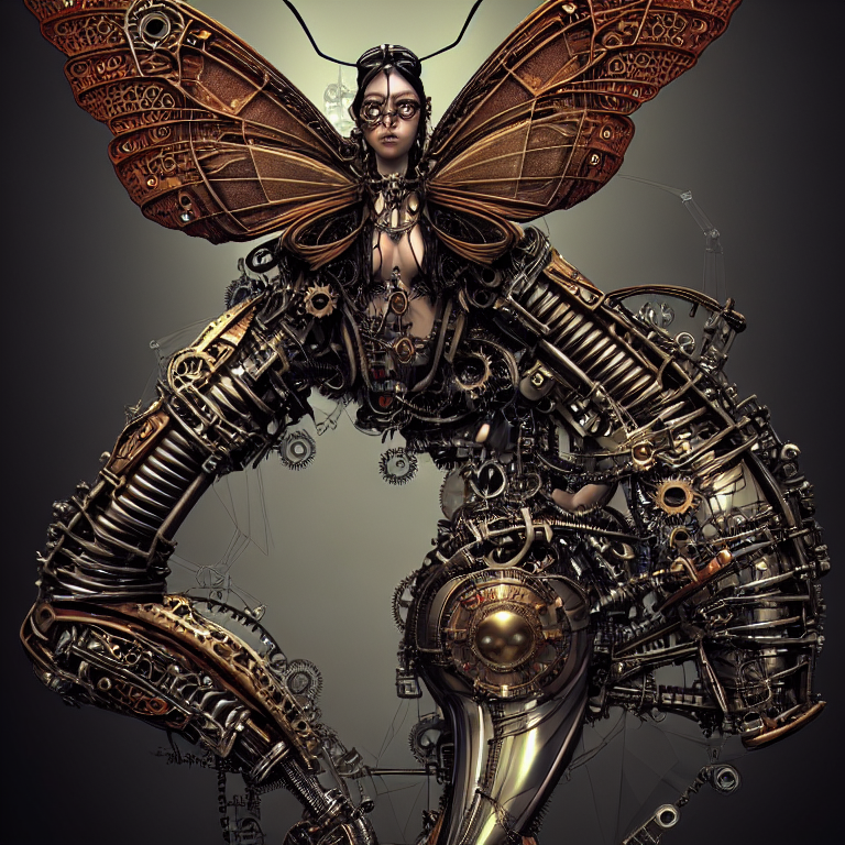 KREA AI - steampunk cybernetic biomechanical butterfly with ...