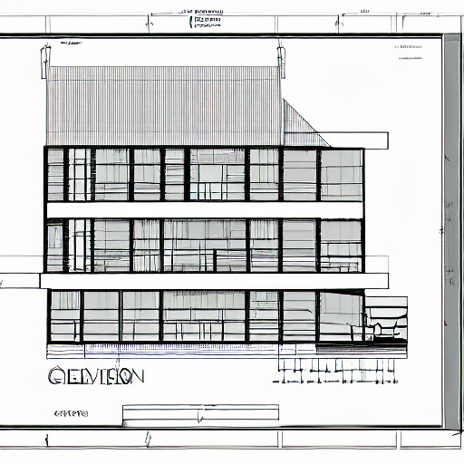 KREA AI - architectural building elevation view, schematic d...