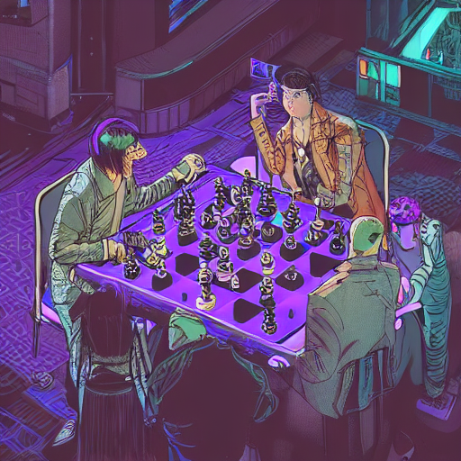 KREA AI - high detailed people playing chess in a cyberpunk ...