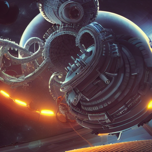 KREA AI - a biomechanical space kraken attacking an orbital ...