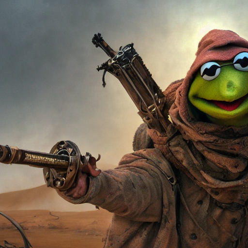 KREA AI - Epic Masterpiece action shot of Kermit the frog as...