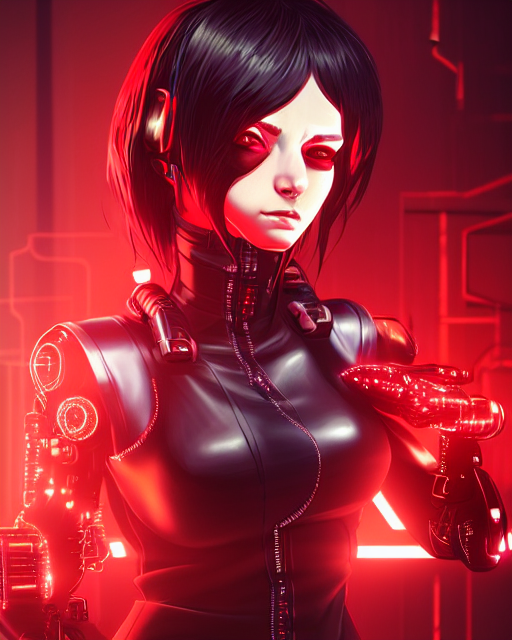Krea Ai A Detailed Potrait Of A Cyberpunk Cyborg Girl With