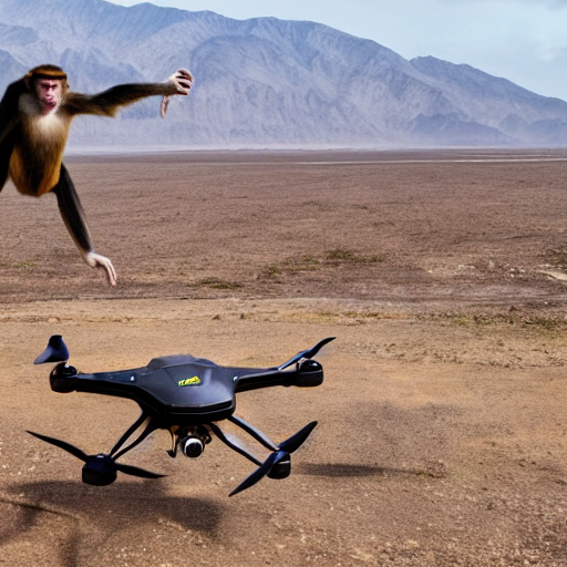 KREA AI - a 4k ultra hd picture of monkeys flying a drone