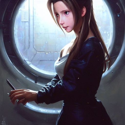 KREA AI - Beautiful stunning portrait of Aerith Gainsborough...