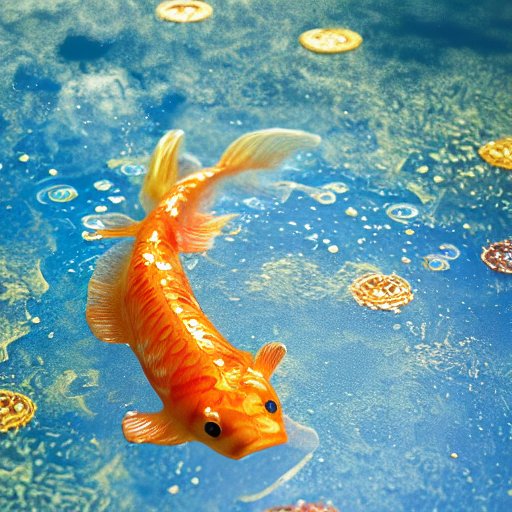 KREA AI - transparent marble koi-fish, flowing water, glowin...