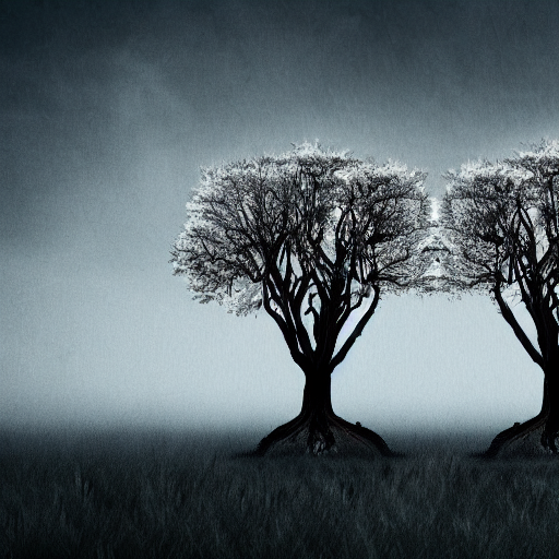 KREA AI - Two trees with conjoined branches, 4k UHD, desktop...