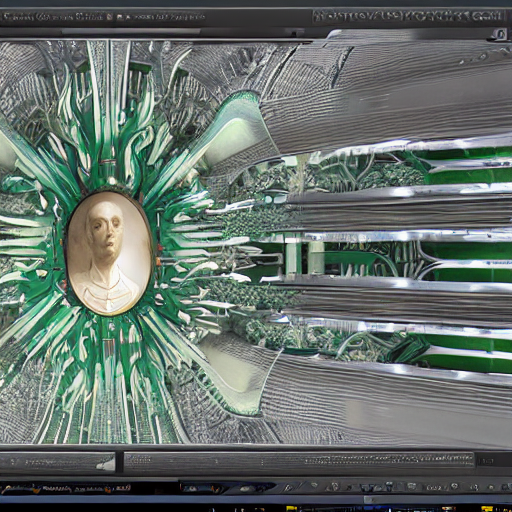 KREA AI - sci-fi motherboard structure with fern leaves form...