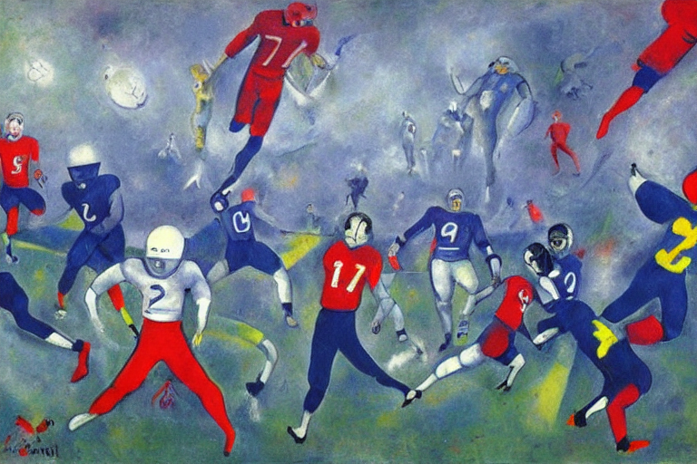 KREA AI - ! dream a futuristic football game, painting by ch...