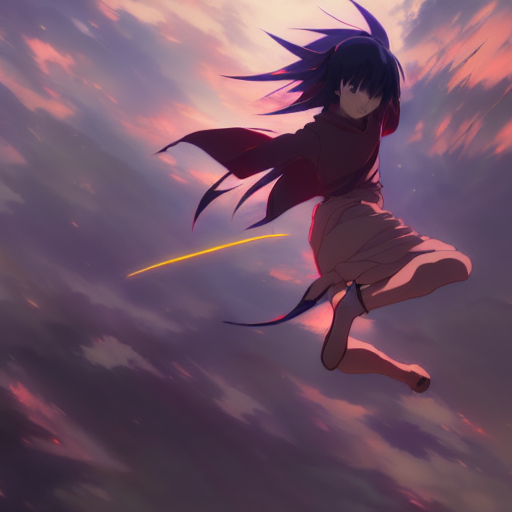 KREA AI - dynamic and high energy anime composition with man...