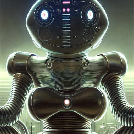KREA AI - detailed chrome robot at the liminal space of data...
