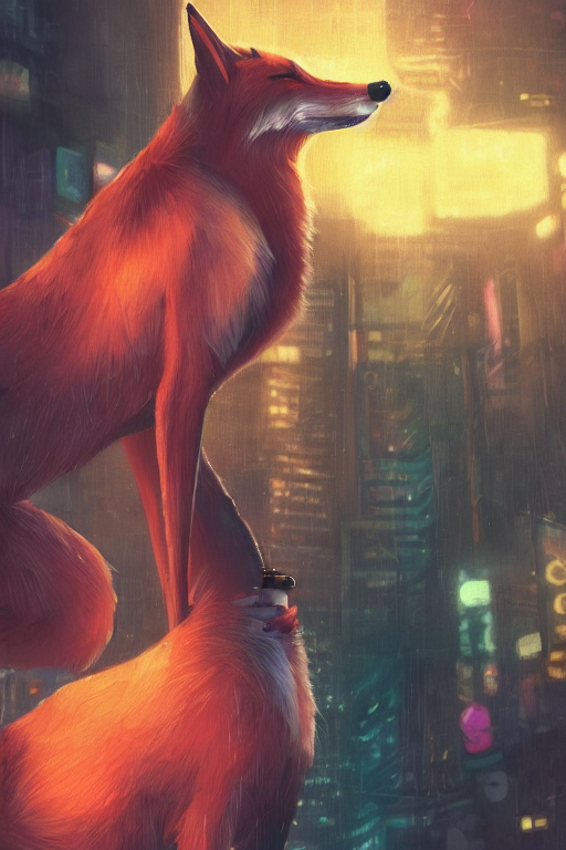 KREA AI - beautiful portrait of a tall female anthro fox smo...