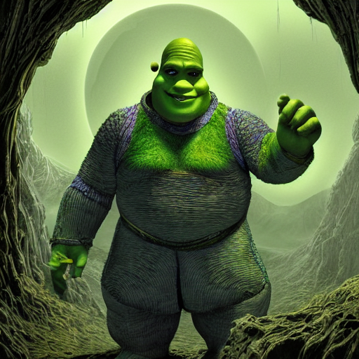 KREA AI - photorealistic shrek in the style of michael whela...