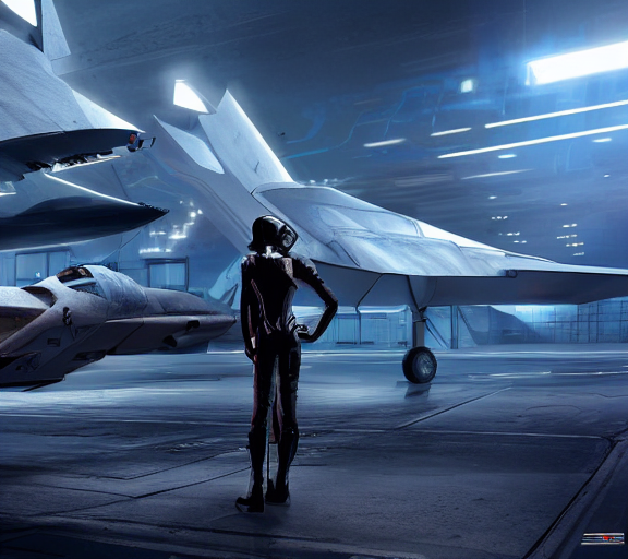 KREA AI - fighter pilot stands beside futuristic sci fi figh... KREA AI - fighter pilot stands beside futuristic sci fi figh...