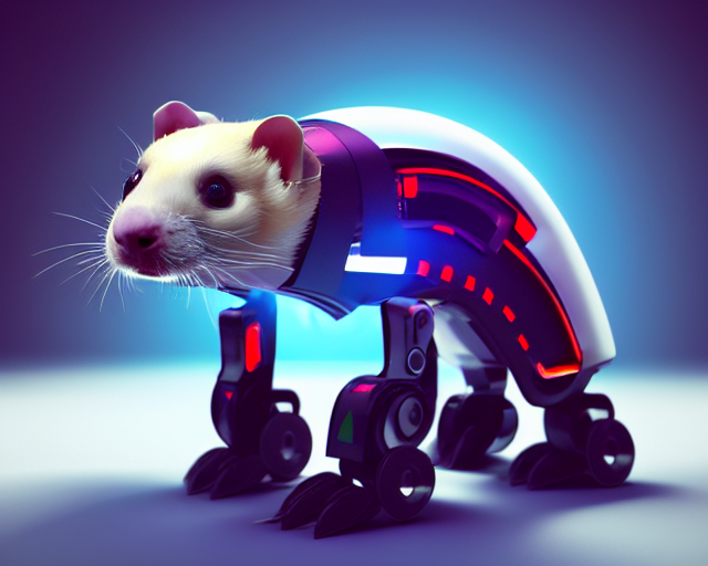 KREA AI - futuristic ferret - shaped robot, robotic ferret
