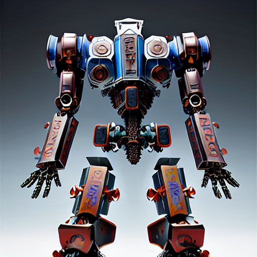 KREA AI - occultist mecha inscribed with runes, demonic mech...