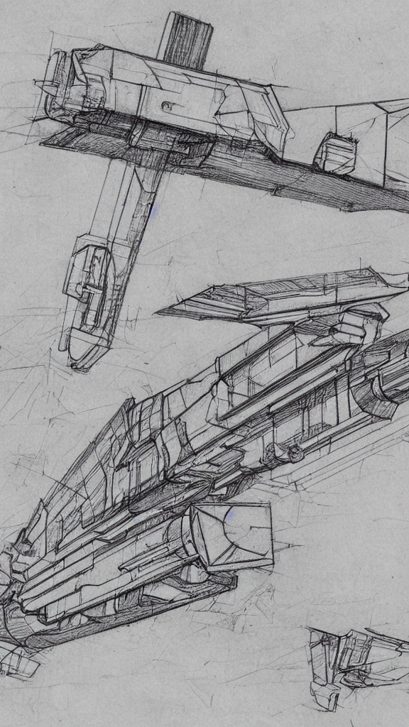 KREA AI - Leonardo da Vinci sketch of a futuristic railgun,