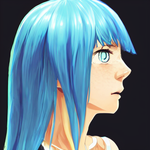 KREA AI - side profile of rimuru tempest with sky blue hair,...