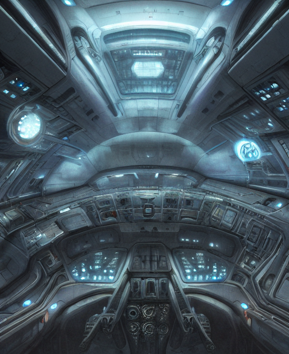 KREA AI - the cockpit of a futuristic alien starship by hr g...
