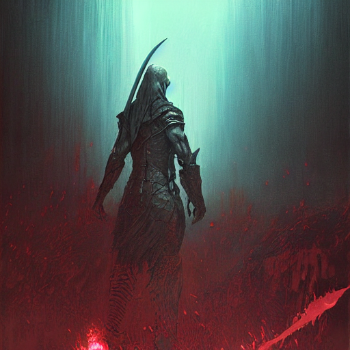 KREA AI - executioner concept art, long shot, beksinski, way...