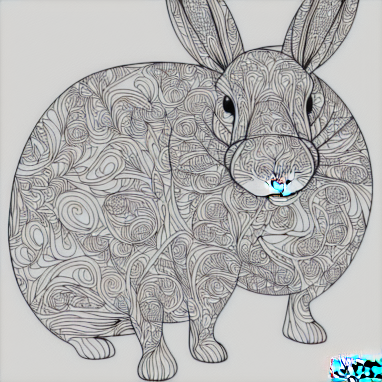 KREA AI - beautiful rabbit, ornamental, fractal, line art, v...