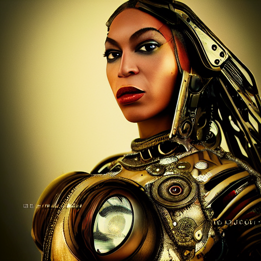 KREA AI - beyonce steampunk cyborg, movie poster, sharp focu...