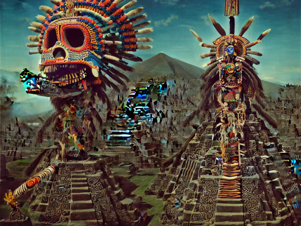 KREA AI - highly detailed photo of huitzilopochtli, cipactli...