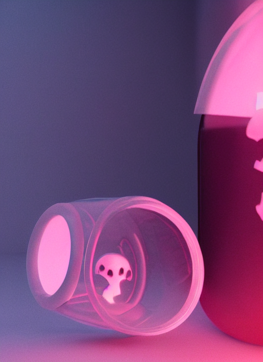KREA AI - spooky Jar holding a Ghost and pink ectoplasm, pro...
