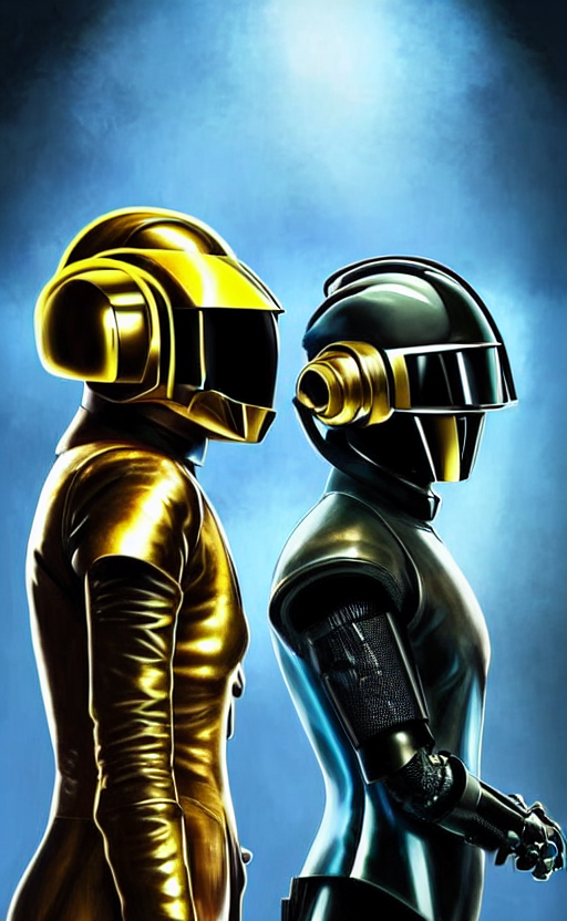 KREA AI - portrait of 2 Daft Punk Robots as a character in a...