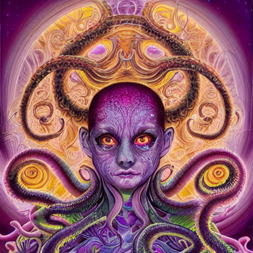 Krea Ai Purple Eyed Girl With Tentacles On Her Head Pho