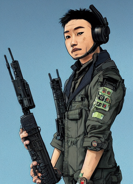 KREA AI - Smug Hiro. nimble Japanese cyberpunk mercenary wea...