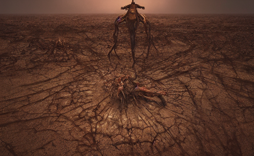 KREA AI - enormous alien titan lying in a desert, forgotten,...