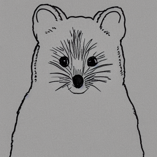 KREA AI - single line drawing of a happy quokka, monochrome,...