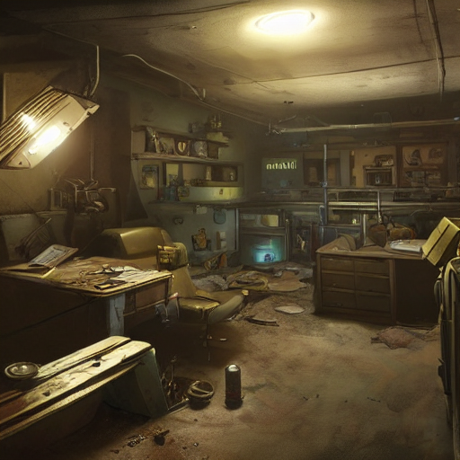 Krea Ai Fallout Concept Art Vault Tec Interior Render Gr