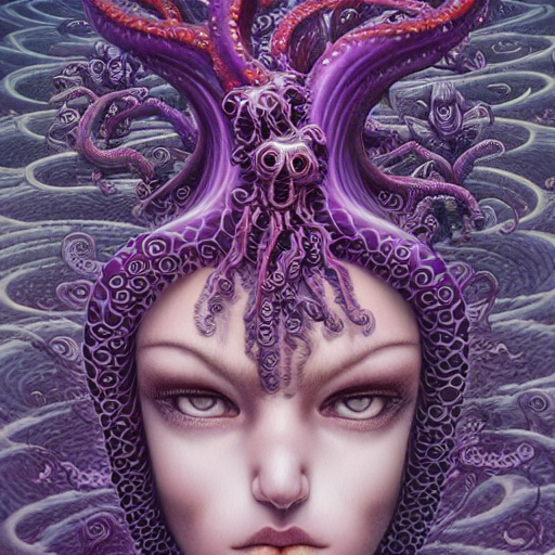 Krea Ai Purple Eyed Girl With Tentacles On Her Head Sub