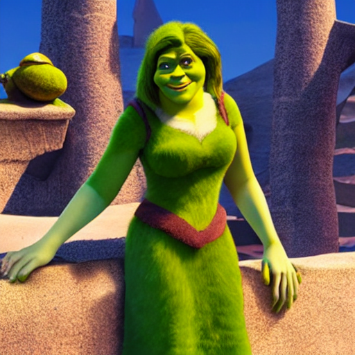 KREA AI - Emma Stone as a female Shrek, Shrek features, full...