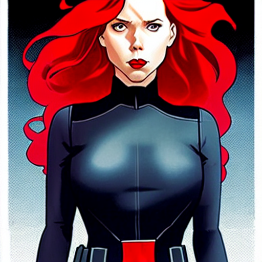 KREA AI - phil noto comicbook cover art, black widow marvel,...