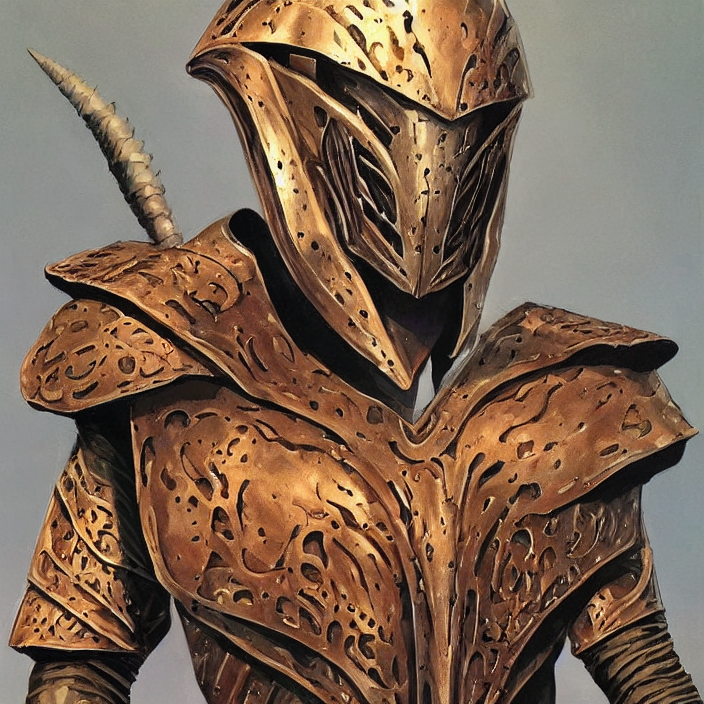 KREA AI - Bonemold armor from morrowind painted by Alex Ross