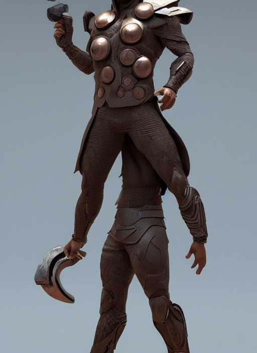 KREA AI - High quality clay sculpture of Thor as a cyberpunk...