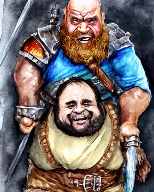 Krea Ai Danny Devito As A Dwarf Barbarian Water Color Du