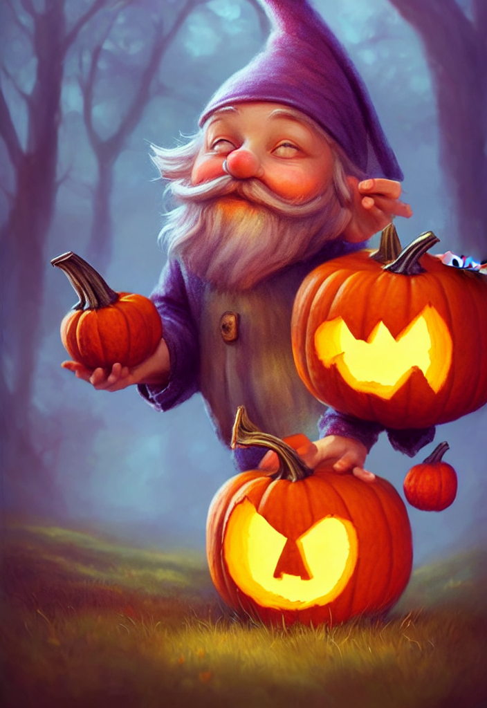 KREA AI - hand drawn cute one gnomes face upscale in autumn ...