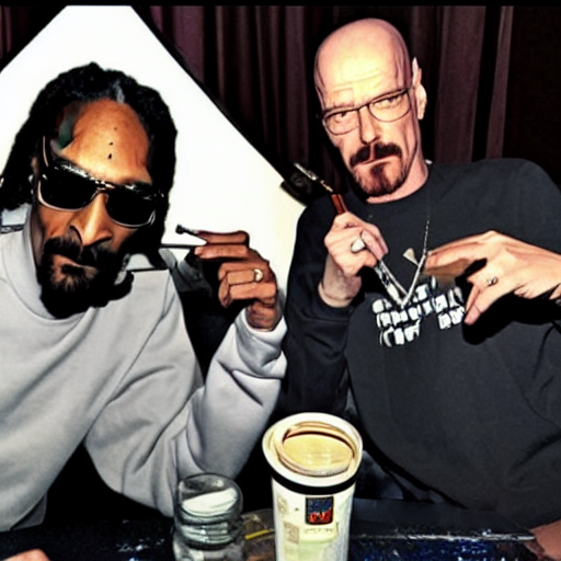 KREA AI - snoop dogg smoking weed with walter white in the s...