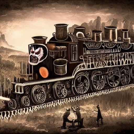 KREA AI - living train with many teeth, realistic, monster,