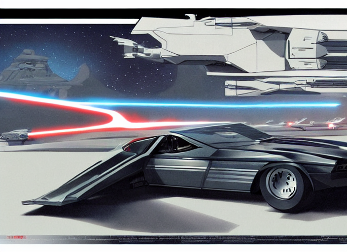 KREA AI - kitt, knight rider. ryan church concept art, retro...